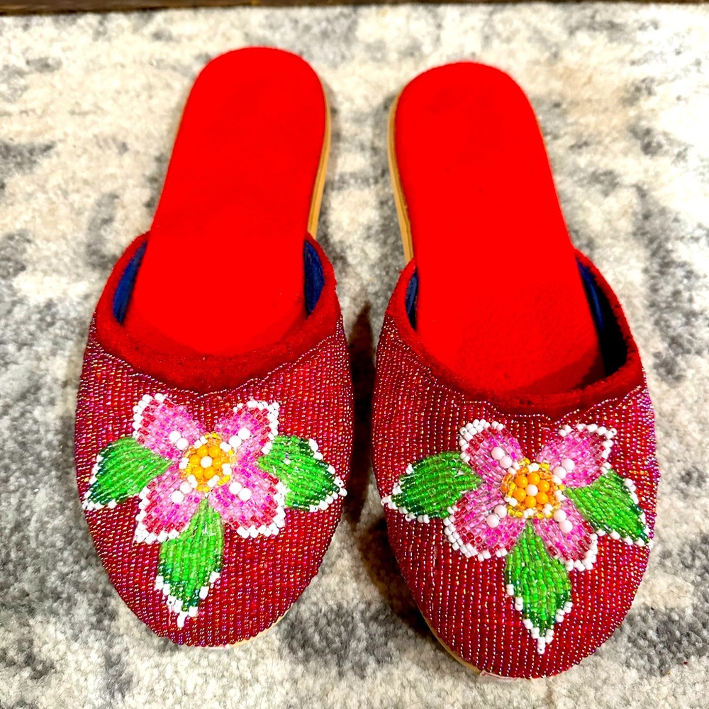 Beaded Floral Flats - Gem